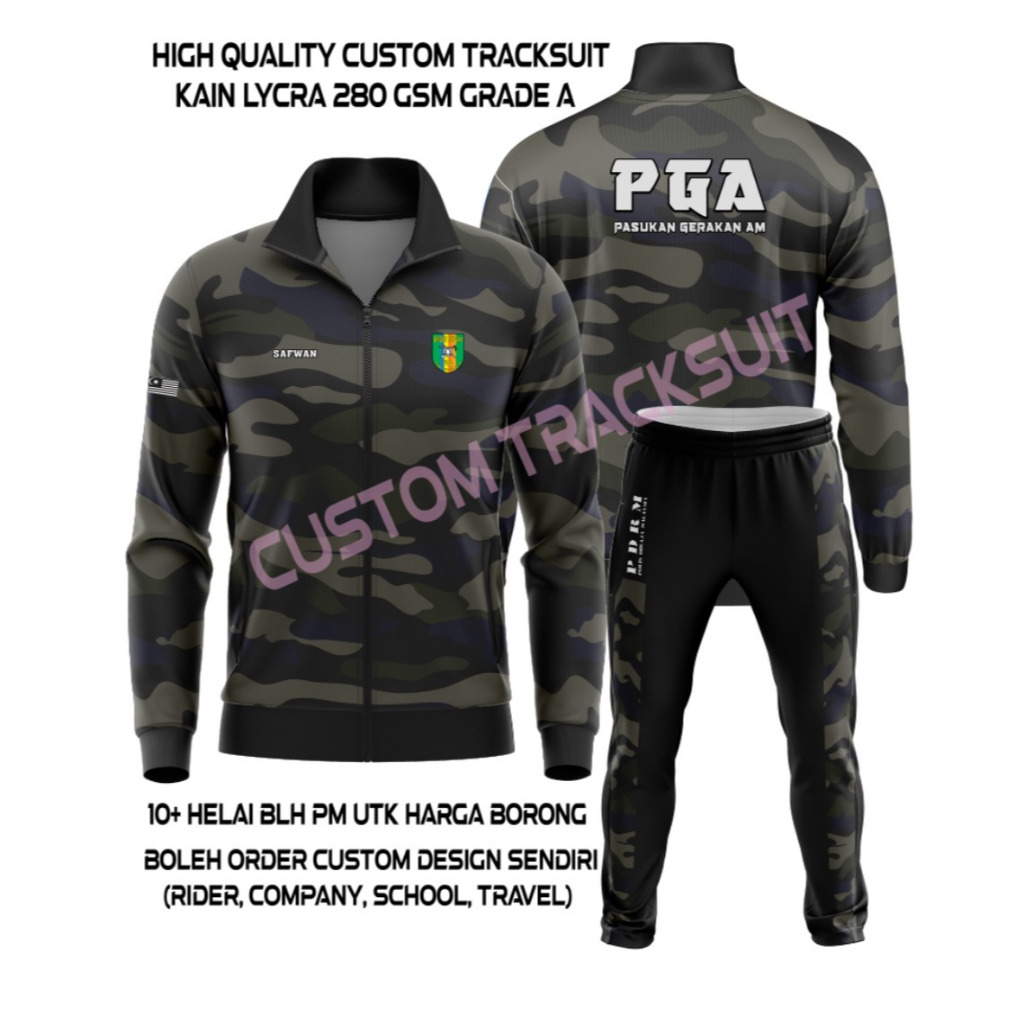 Design 1 | Tracksuit Jacket Seluar PGA Mara Lasak | Kain Lycra ...