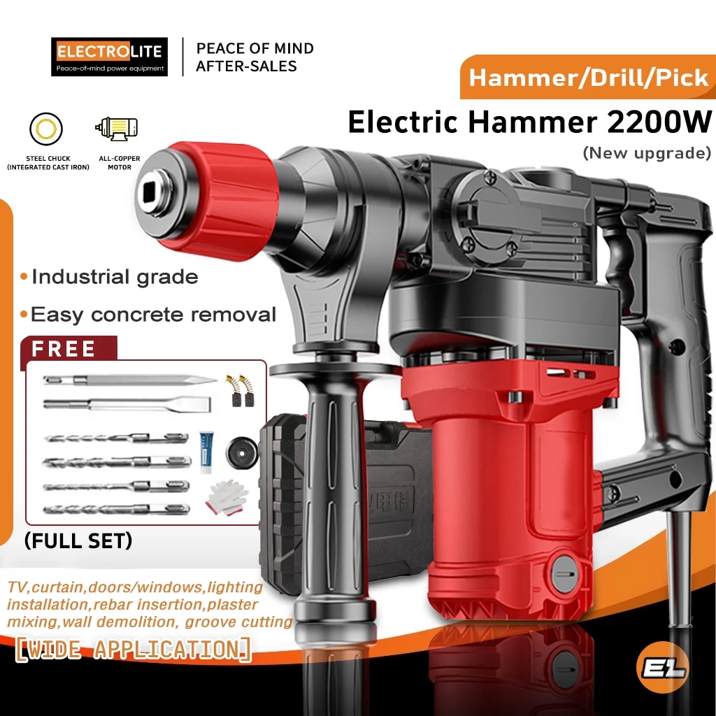 2200W Demolition Hammer Rotary Hammer Impact Hammer 220V Electric ...