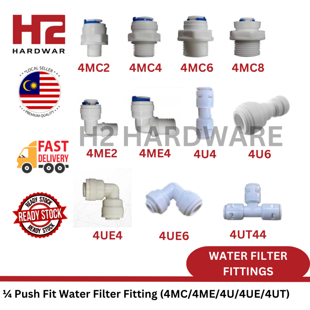 4mm RO Water Filter Push-Fit Fittings (4MC/4ME/4U/4UE/4UT) | Shopee ...