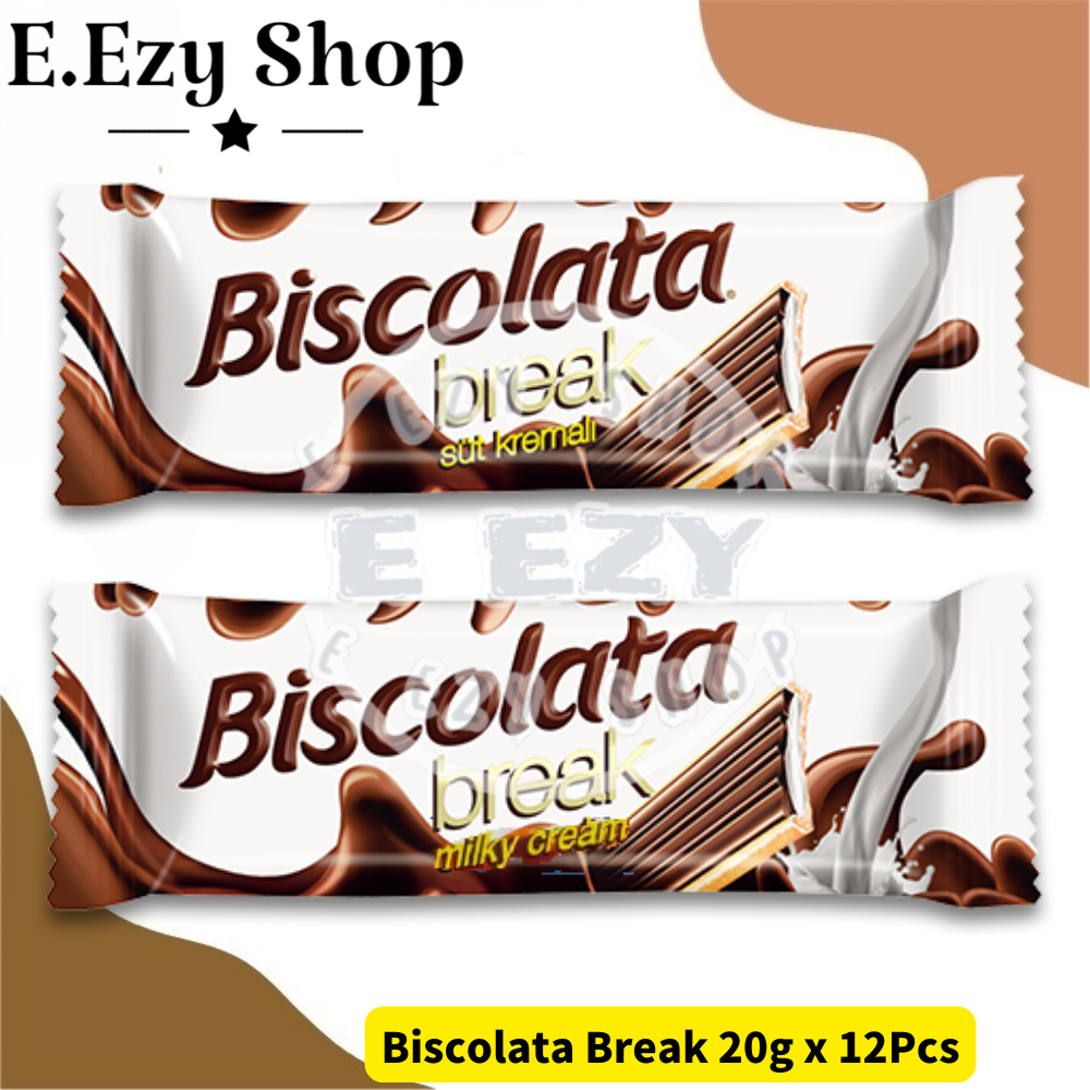 Biscolata Break Milk Chocolate Coated Biscuit 20g x 12pcs Milky Cream ...
