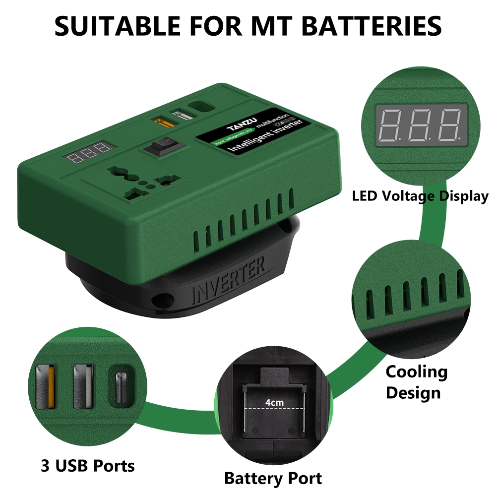 TANZU 150W Portable Power Inverter | 21V to 220V DC-AC Converter for ...