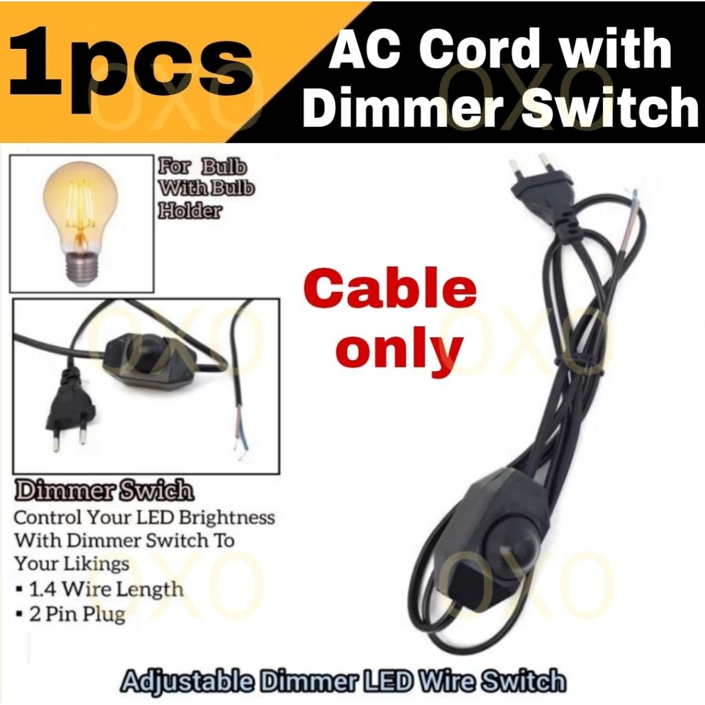 AC CORD DIMMER WIRE FOR LAMP BULB LED Adjustable Dimmable Switch With 2 ...