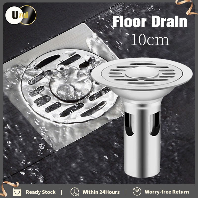 10cm Stainless Steel Round Floor Drain With Grid Grate Cover Bathroom ...