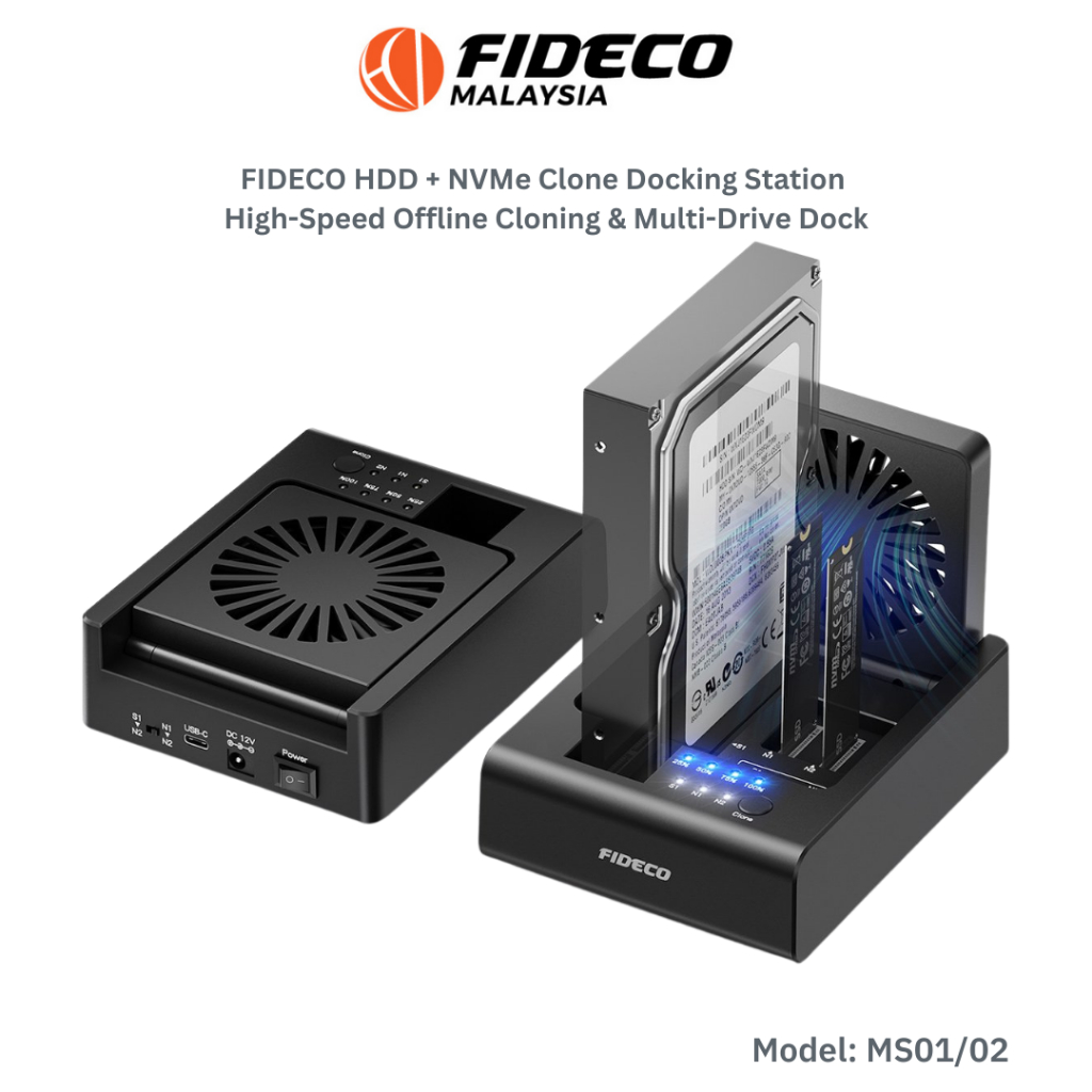 FIDECO HDD/SSD + NVMe*2 Clone Docking Station – High-Speed Offline ...
