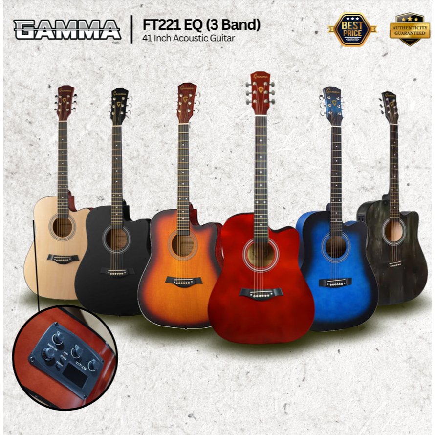 Gamma 41" Acoustic Guitar w 3 Band EQ with Tuner FT-221-EQ | Shopee ...