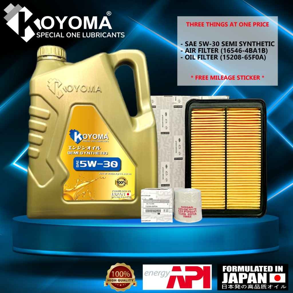 NISSAN X-TRAIL T32 2018year OIL FILTER + AIR FILTER + KOYOMA 5W30 SEMI ...
