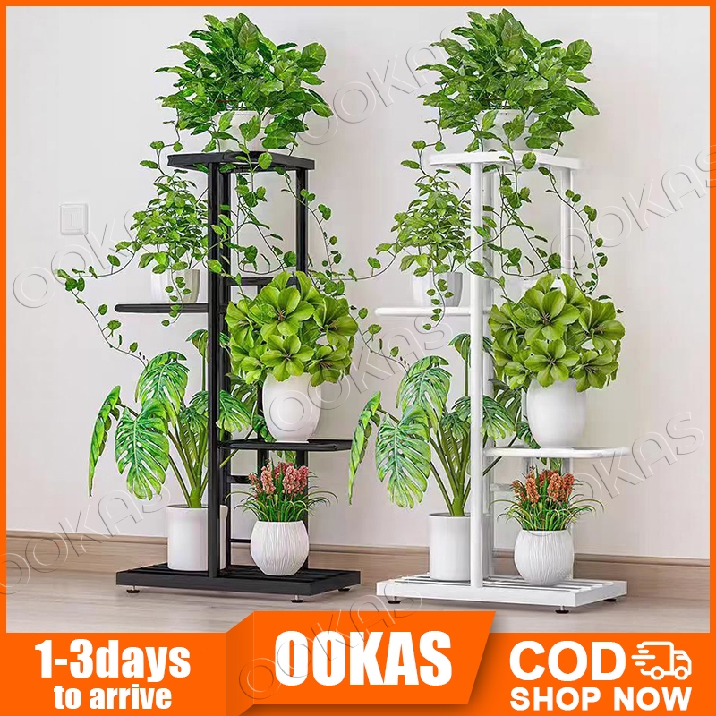 OOKAS Rak Bunga/Flower Pot Stand Potted Plant Rack Steel Shelf Indoor ...