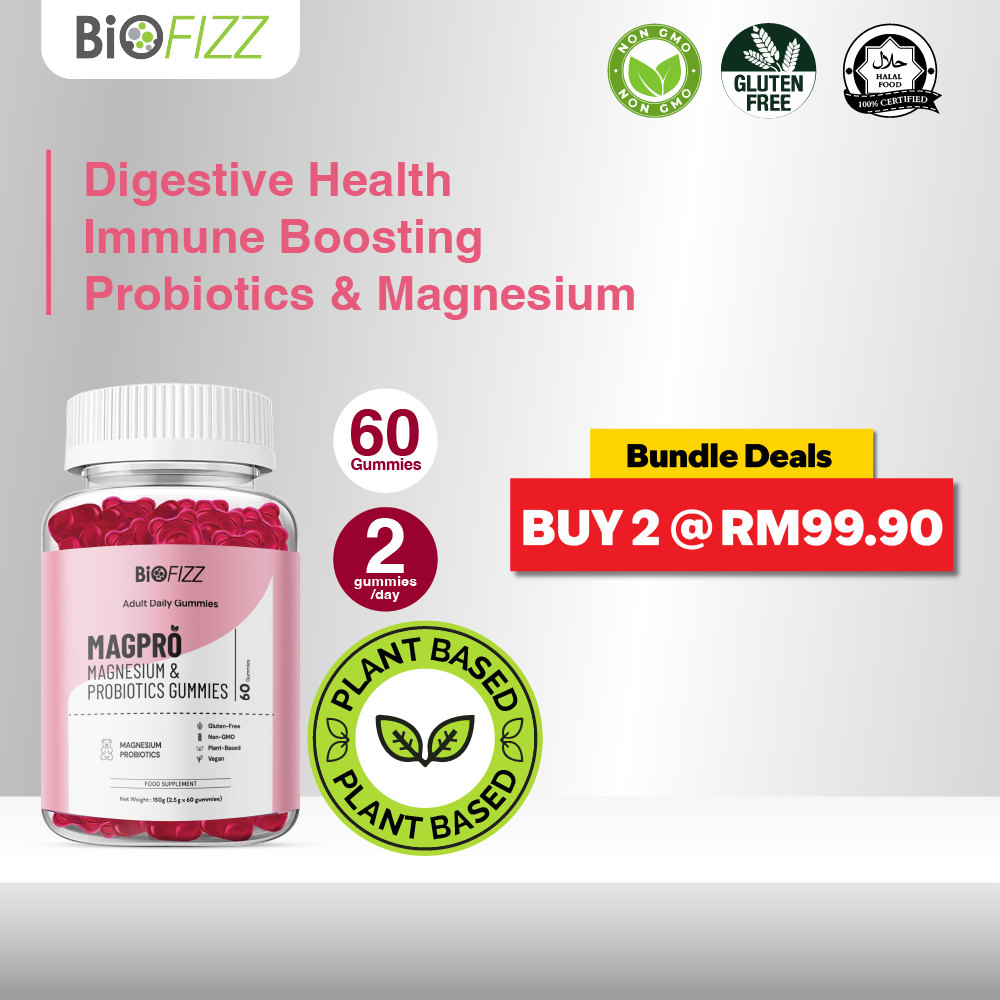 BIOFIZZ Halal Magpro Magnesium & Probiotics Gummy Digestive Health ...
