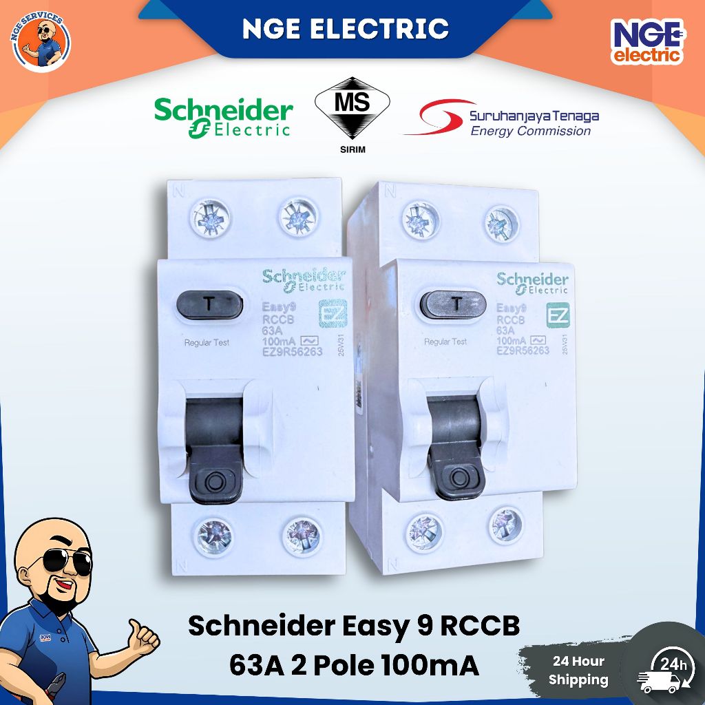 DB|Schneider Electric ELCB RCCB 2 Pole 63A – 100mA | SIRIM Approved ...