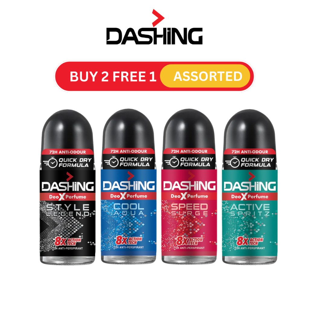 [Buy 2 Free 1] DASHING Deodorant Roll On 50ml | Cool Aqua | Active ...