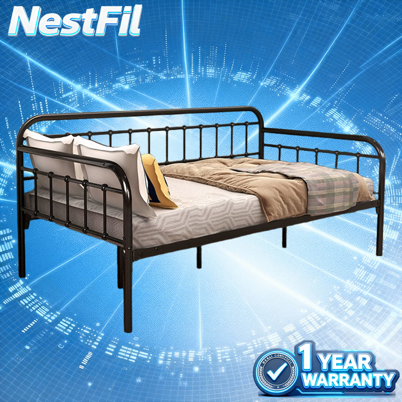 🚚𝑭𝒂𝒔𝒕 𝑳𝒐𝒄𝒂𝒍 Metal Sofa Bed Single Iron Bed Frame Queen Bed Daybed Katil ...