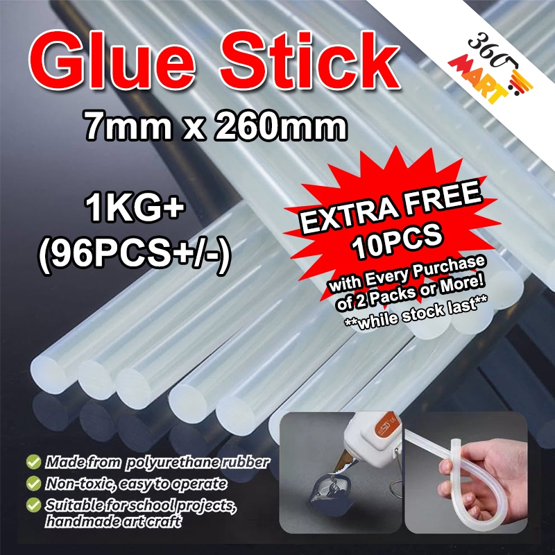 1KG 96pcs+- 7MM Hot Melt Glue Stick Hot Glue Gun Gam Panas Glue (7mm x ...