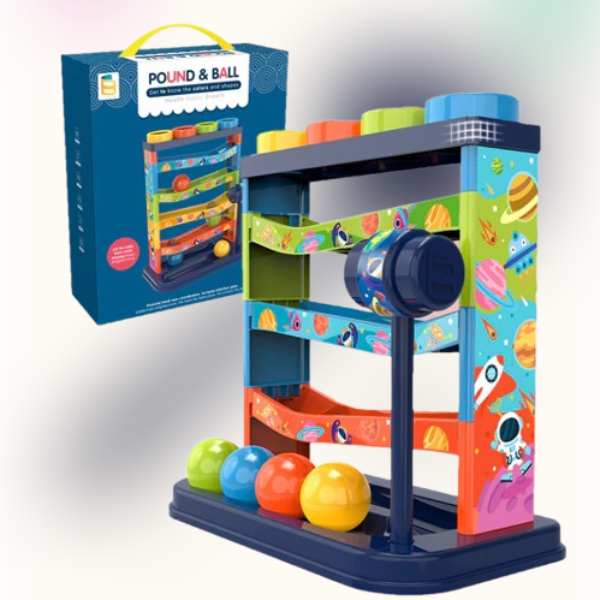 Pound & Knock Ball Toy for Kids Multi-Layer Track Hammer Playset ...