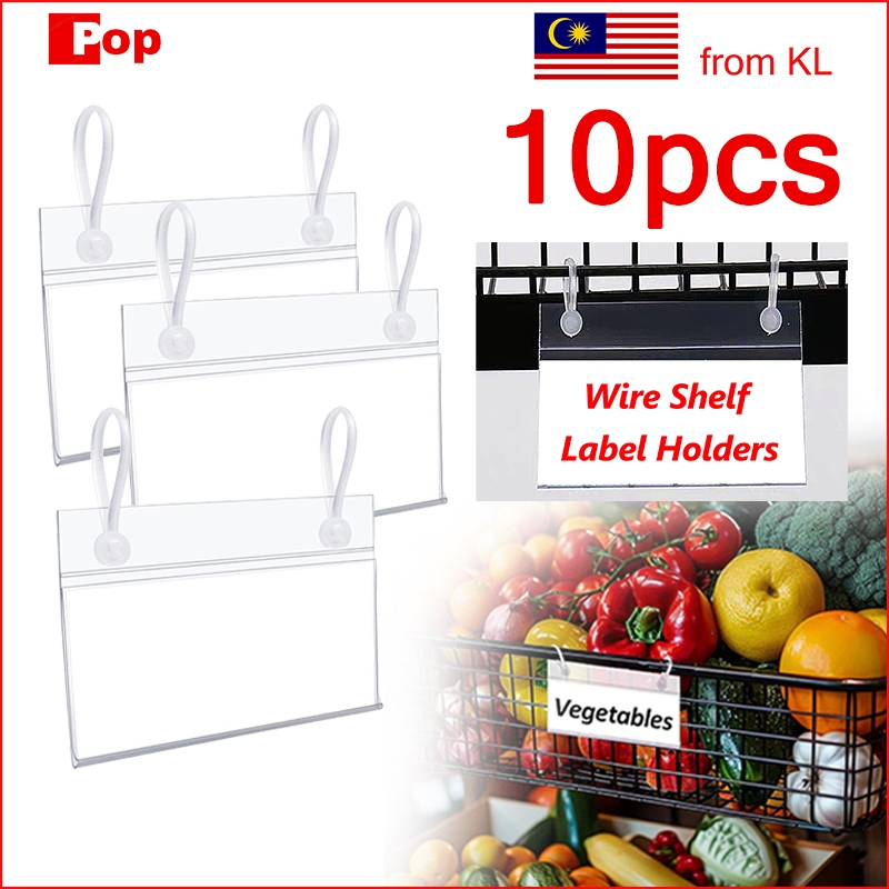10Pcs pemegang label rak dawai plastik Adjustable Price Signs Tags ...
