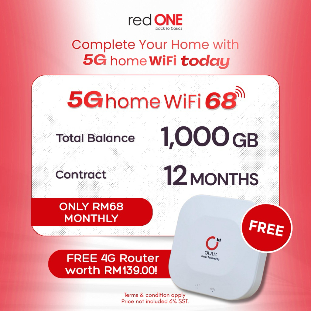 [FREE ROUTER] redONE HOMEWIFI 68 POSTPAID 4G ROUTER 5G HIGHSPEED DATA ...