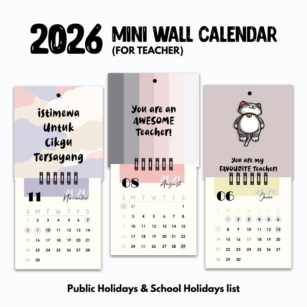 Mini Pocket Calendar 2026 / Small Calendar 2026 / Kalendar Mini 2026 ...