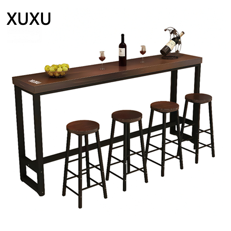 XUXU Long Bar Table With High Stool Set Long Wall 吧台桌 (180cm) | Shopee ...