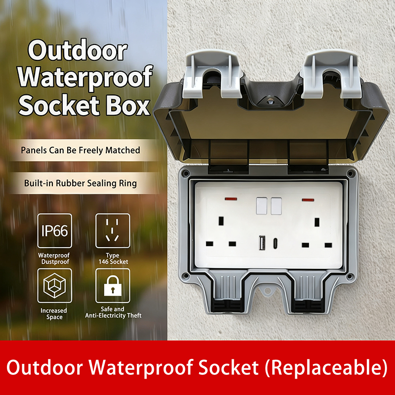 13A 2Gang IP66 Weatherproof Outdoor Socket Heavy Duty Wall Mount ...