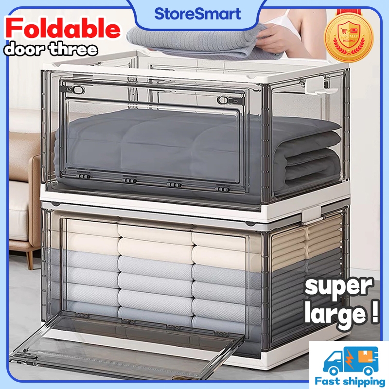 【StoreSmart】 Foldable Storage Box Transparent Storage Cabinet With Lid ...