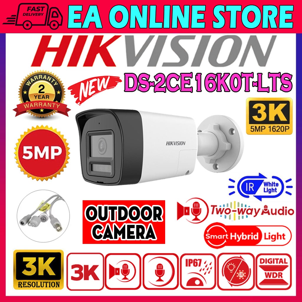 HIK HIKVISION Two Way Talk Audio DS-2CE16K0T-LTS 3K 5.0MP Analog Smart ...
