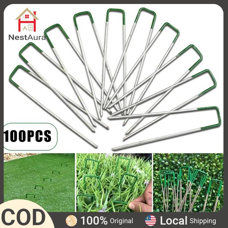 【100pcs】Galvanized U Pins Artificial Grass Weed Mat Durable Metal ...