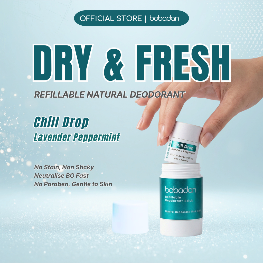 BOBADAN Natural Deodorant Stick Chill Drop REFILLABLE | Instant Odour ...