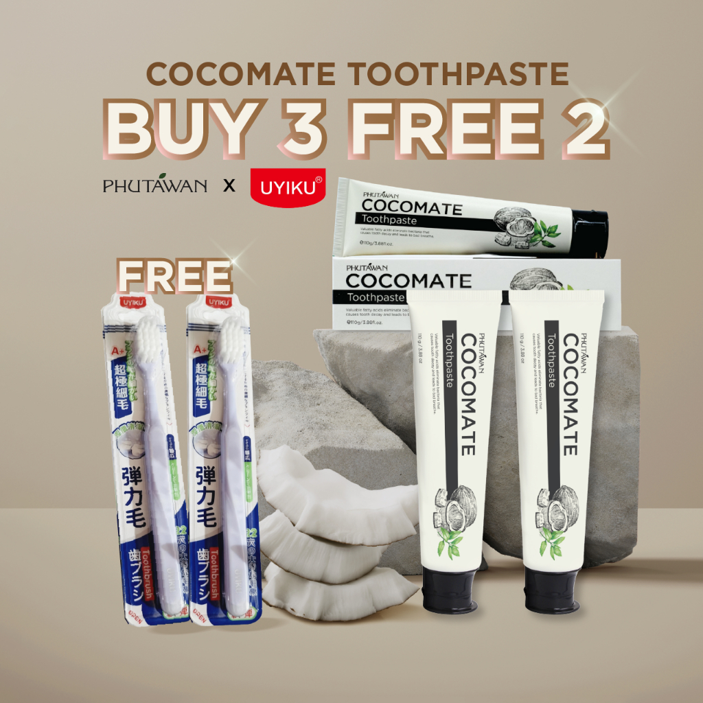 Phutawan Cocomate Natural Premium Toothpaste 110g | Coconut | Shopee ...