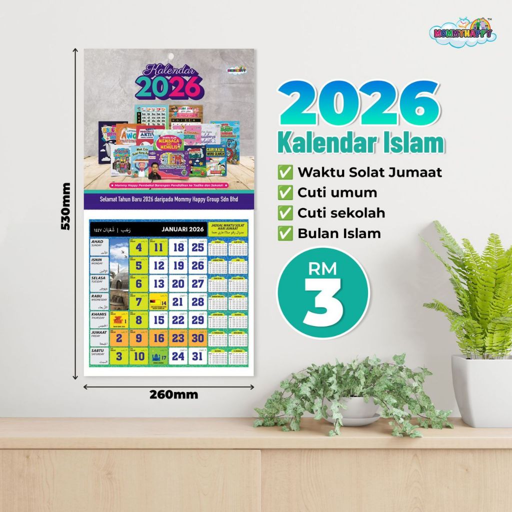 Mommy Happy - Kalendar Islamik 2026 • Waktu Solat Jumaat • Cuti Umum ...