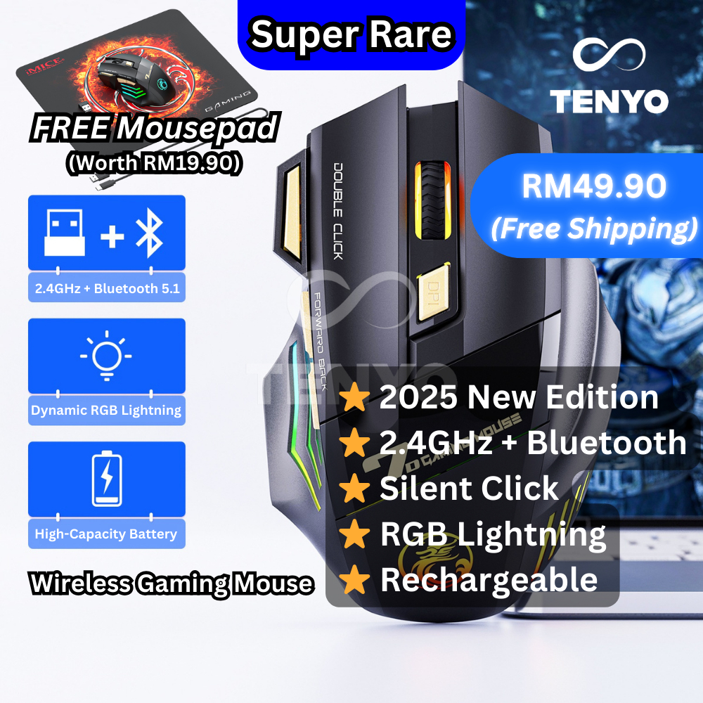 TENYO Immortal Wireless Gaming Mouse | 2.4GHz + Bluetooth | Silent ...