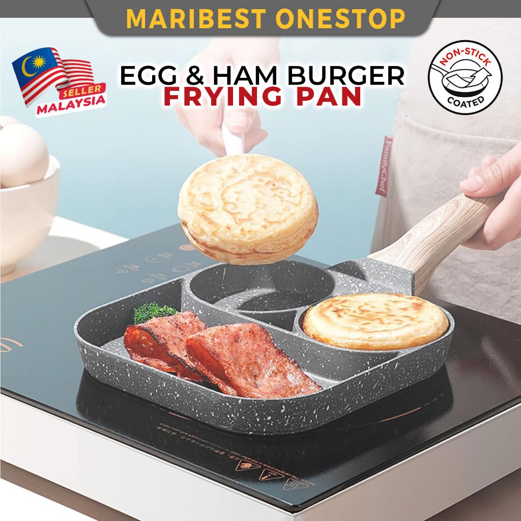 Fried Egg 3 Hole Frying Pan Burger Frying Non Stick Flat Frying Pan ...