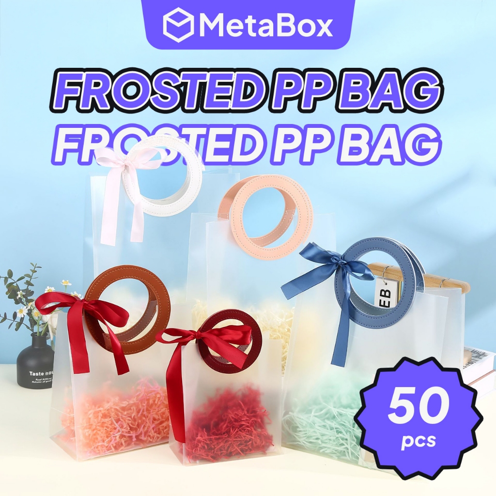50pcs Round Handle Door Gift Frosted Plastic Bag Beg Goodies Kahwin ...