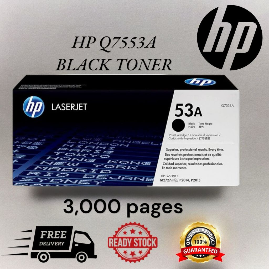HP Q7553A 7553A 53A Black Original LaserJet Toner Cartridge | Shopee ...