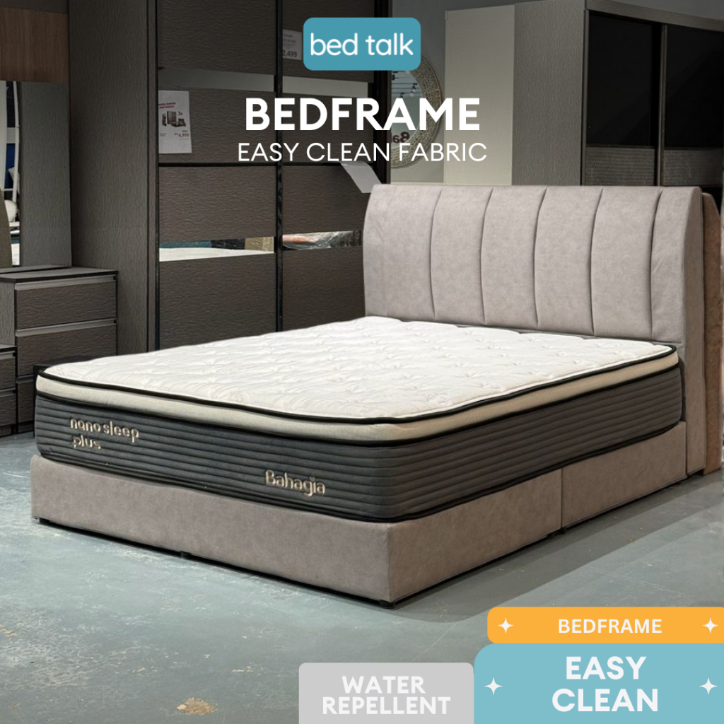 🎁 Free Install 🎁 Bedtalk Effa Bedframe Easy Clean Fabric | Queen & King ...