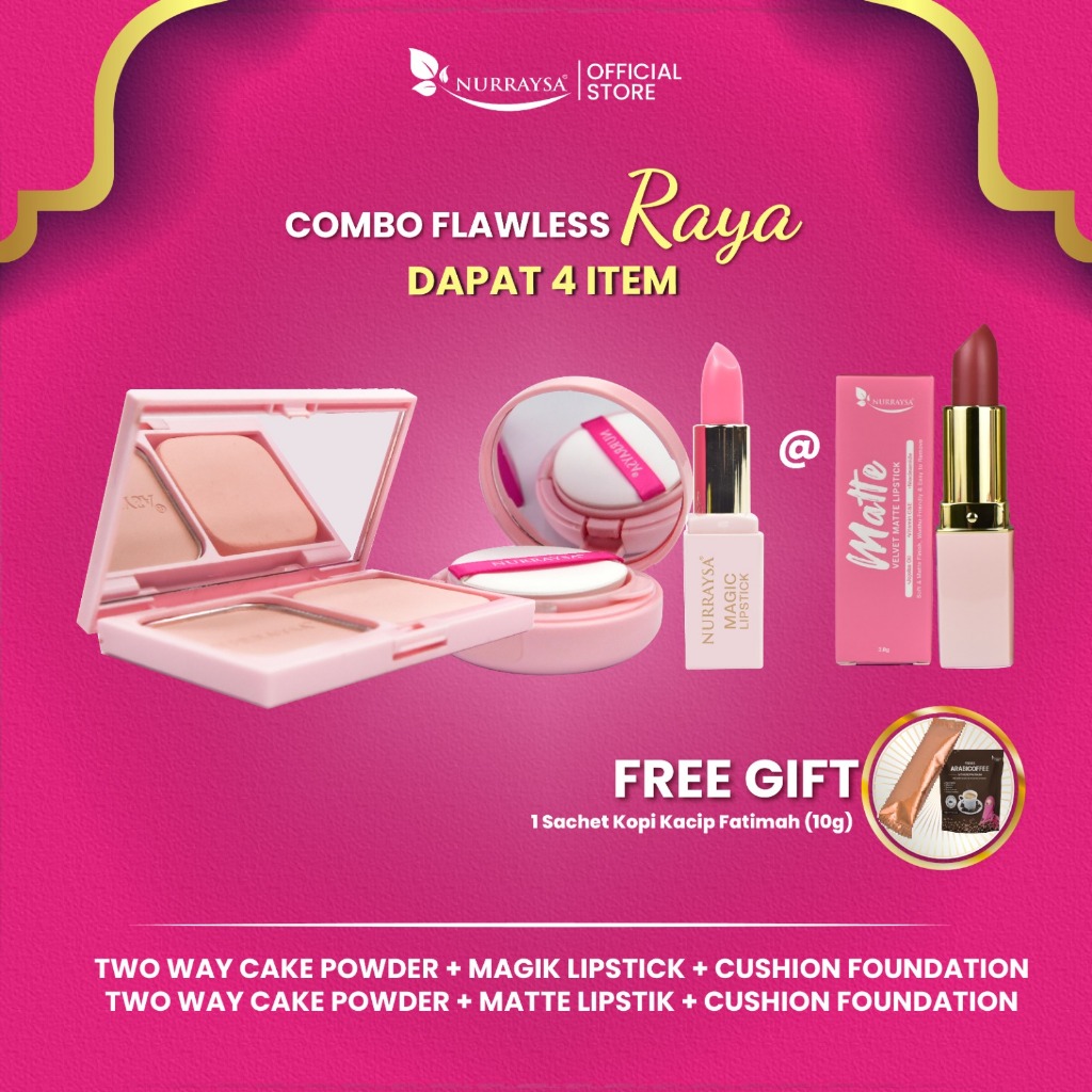 NURRAYSA Set Mekap Flawless 4 ITEM | twc + cushion + lipstick + sample ...