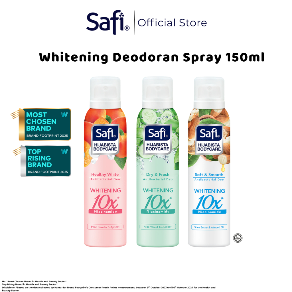 SAFI Hijabista Bodycare Whitening Deodorant Spray 150ml | 10X ...