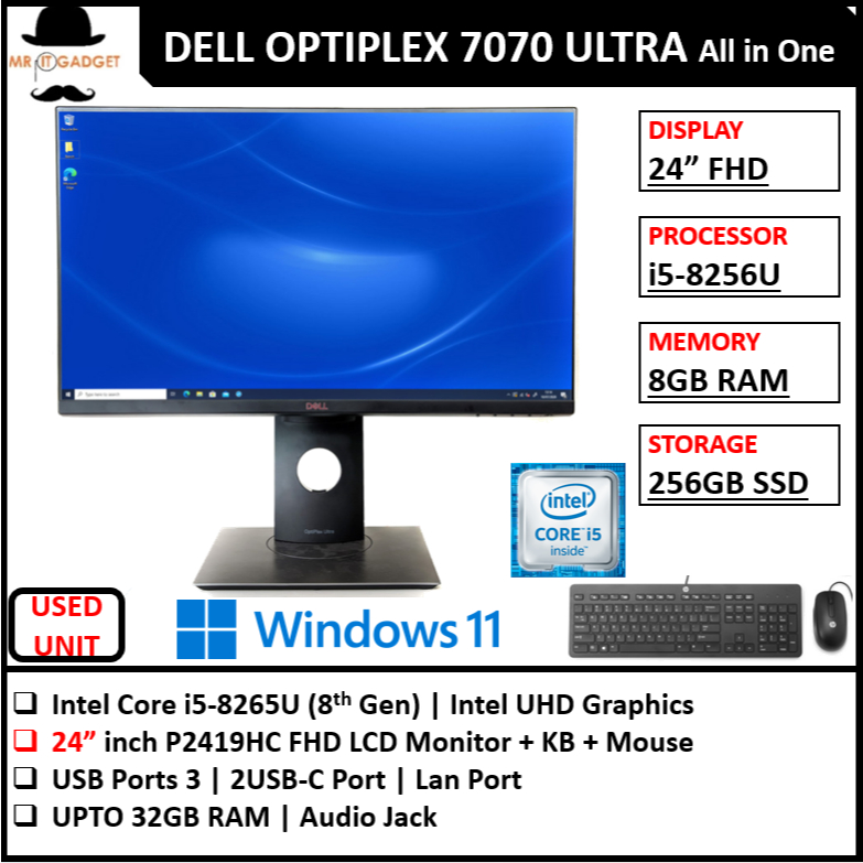 Dell OPTIPLEX 7070 Dell Ultra ALL IN ONE Core i5-(8th GEN) 24"INCH ...