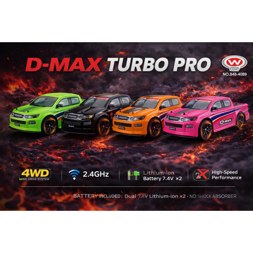 𝘿𝙪𝙖𝙡 𝘽𝙖𝙩𝙩𝙚𝙧𝙮 D-MAX TURBO PRO RC PICK UP TRUCK CAR 1:10 4WD 2.4GHZ ...