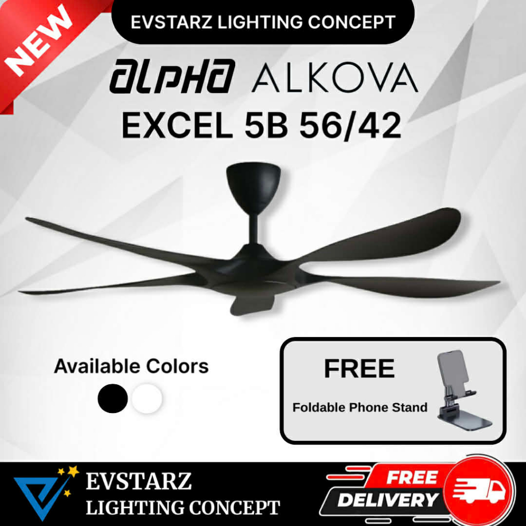 ALPHA ALKOVA EXCEL V2 5B 56/42 inches DC Motor Ceiling Fan with Digital ...