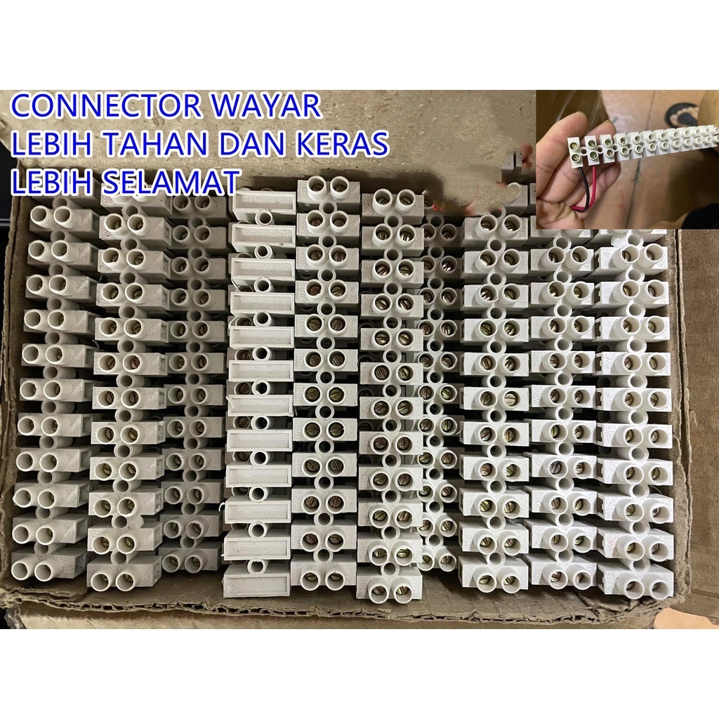 【12Pcs 10A WHITE SOLID】Connector Wire Pvc Terminal Block Voltage wayar ...