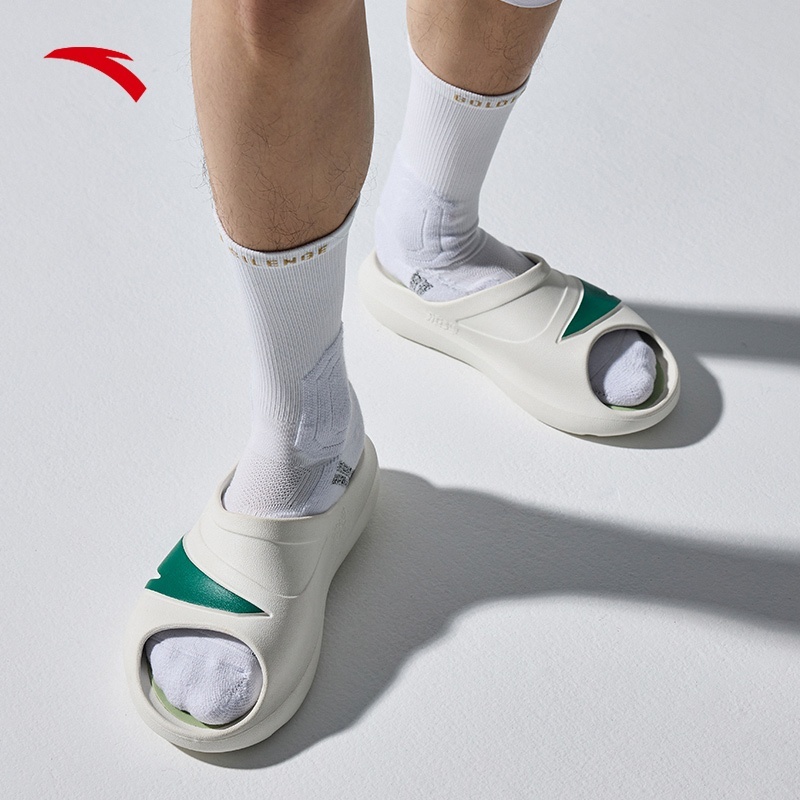 ANTA Men SLIDES Beach Slipper Non-Slip 1123E8511-5 White/Green/Green ...