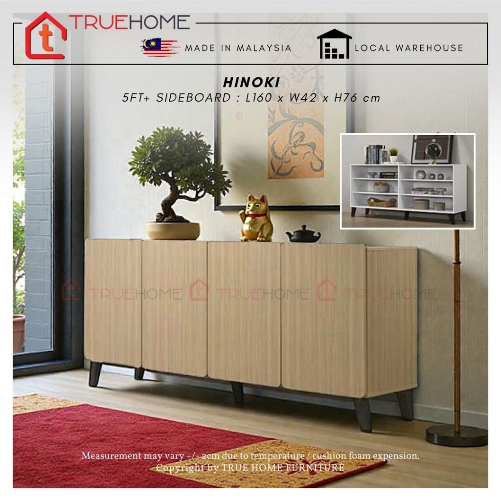 True Home HINOKI 4 / 5+ FT Muji Minimalist Sideboard, Buffet, Cabinet ...