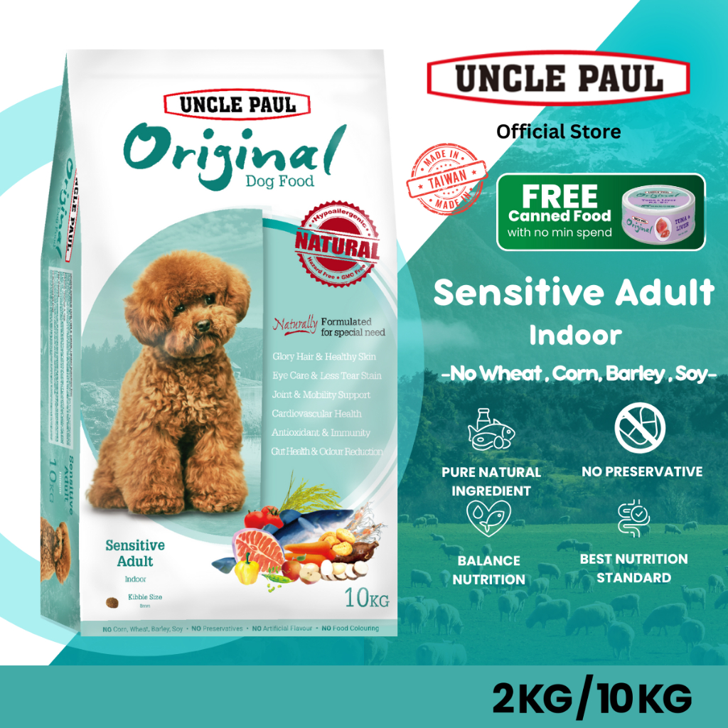 Uncle Paul Original Dog Food (Indoor/Sensitive/Adult) 2KG / 10kg ...
