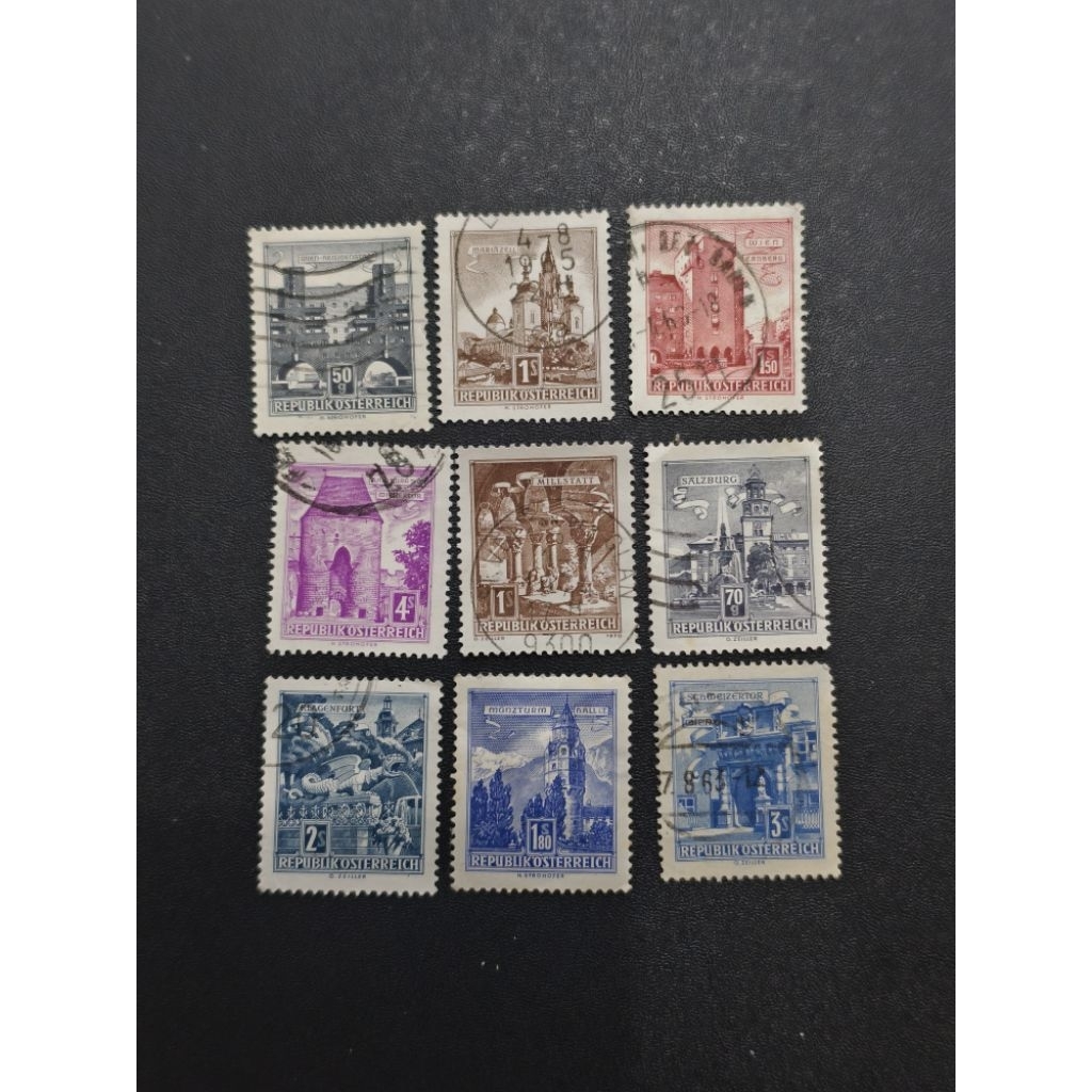 EU08 Austria older building definitive stamps 9 different used | Shopee ...
