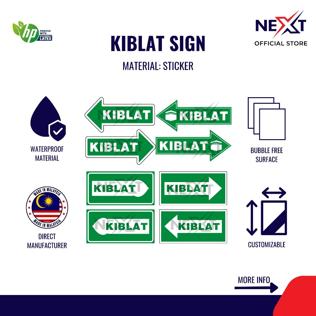 Kiblat Sticker Sign | Tanda Arah Kiblat | Shopee Malaysia
