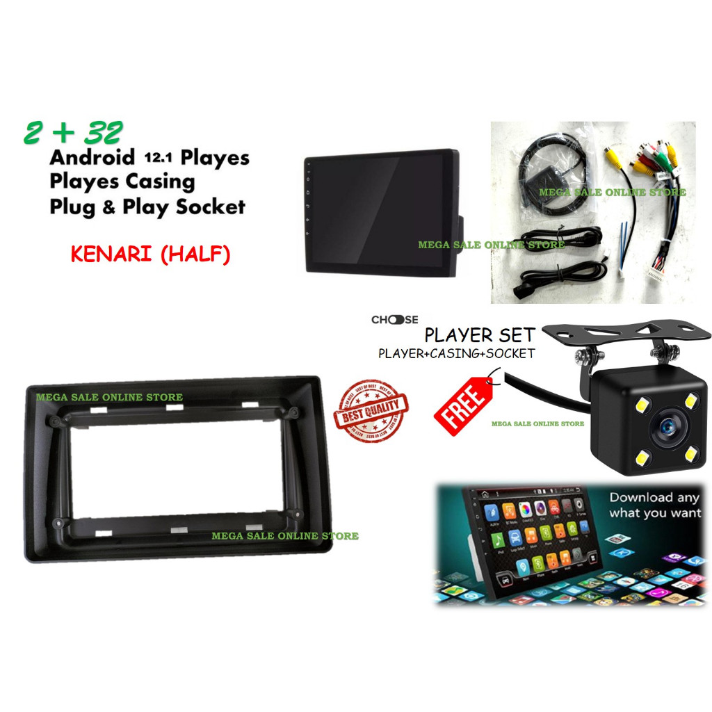 Perodua KENARI (HALF) android player 9 inch plug n play with OEM casing ...