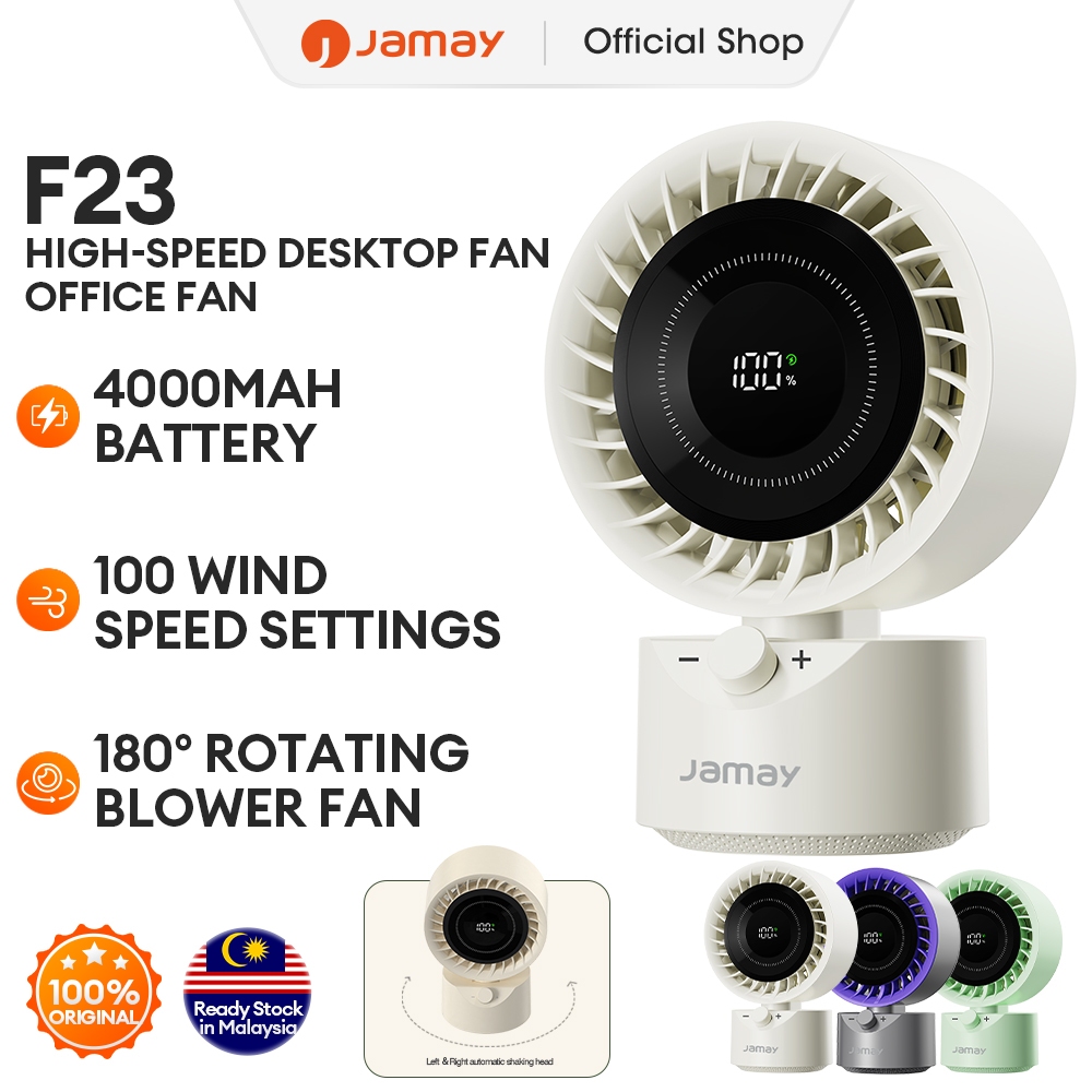 JAMAY 2025 New High Speed Desktop Fan 100 Speed Digital LED Display 180 ...