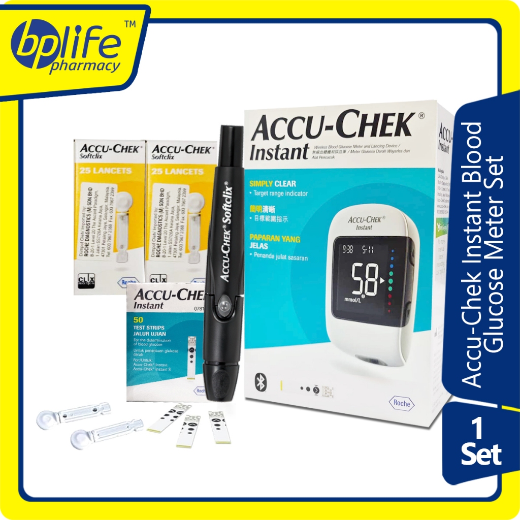 Accu-Chek Instant Blood Glucose Meter Set + Test Strips 50s + Lancet ...