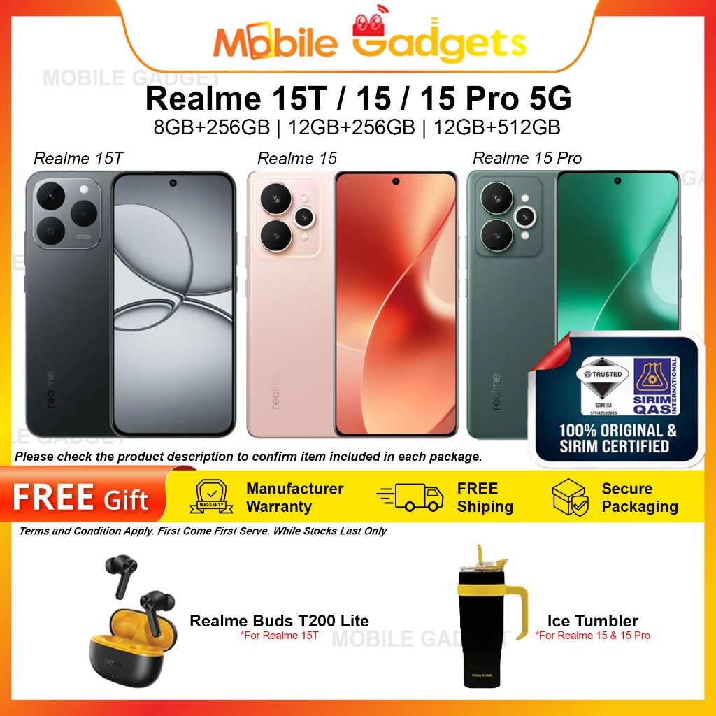 Realme 15T / Realme 15 / Realme 15 Pro 5G 8GB/12GB+256GB/512GB ...