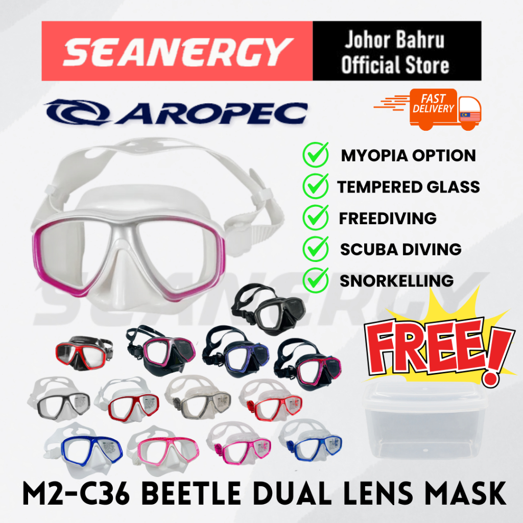 AROPEC M2-C36 Beetle Diving Mask with Myopia Optical Lens Option for ...