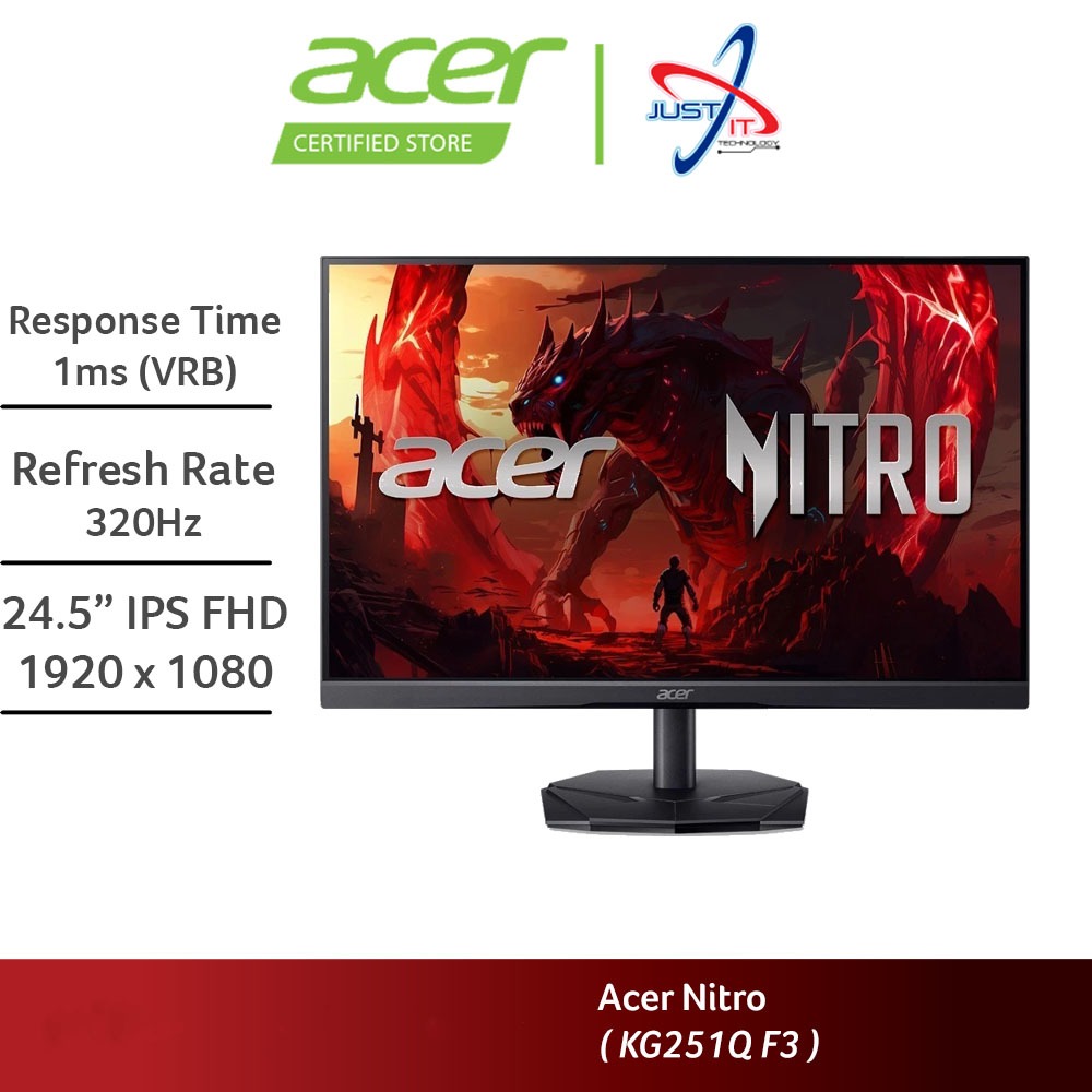 ACER NITRO KG251Q F3 24.5" GAMING MONITOR (24.5" IPS FHD / 1MS / 320HZ ...